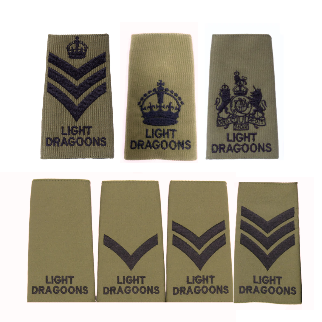 The Light Dragoons Rank Slides - Olive with black emb - Other Ranks ...